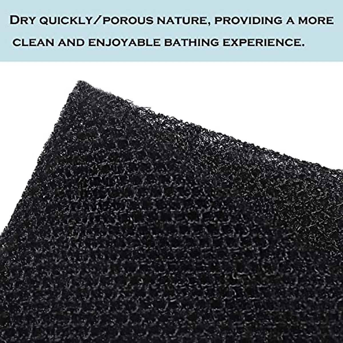 African Exfoliating Net,JASSINS African Sponge Net,Body Exfoliating Long Net Shower Body Scrubber Back Scrubber Skin Smoother (Black + Beige)