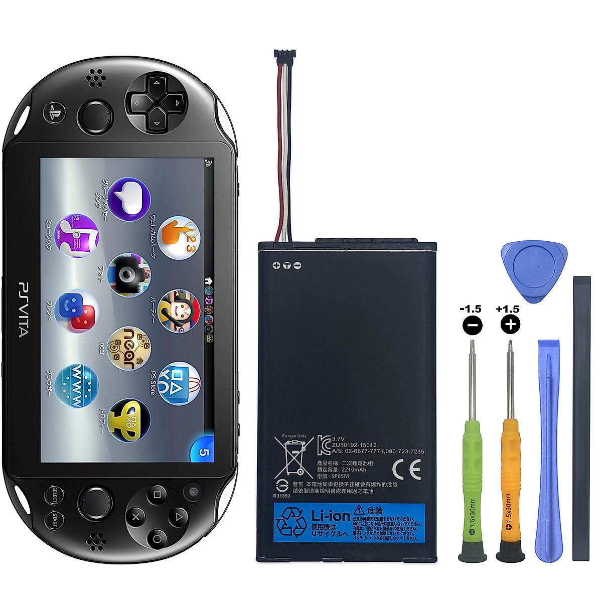 CENIFENX PS Vita Battery SP65M 3.7V 2210mAh Battery Replacement for PS Vita PCH-1001 PCH-1101 1003 1103 Battery with Repair Tool Kit (Not for PS Vita PCH-2000 Battery)