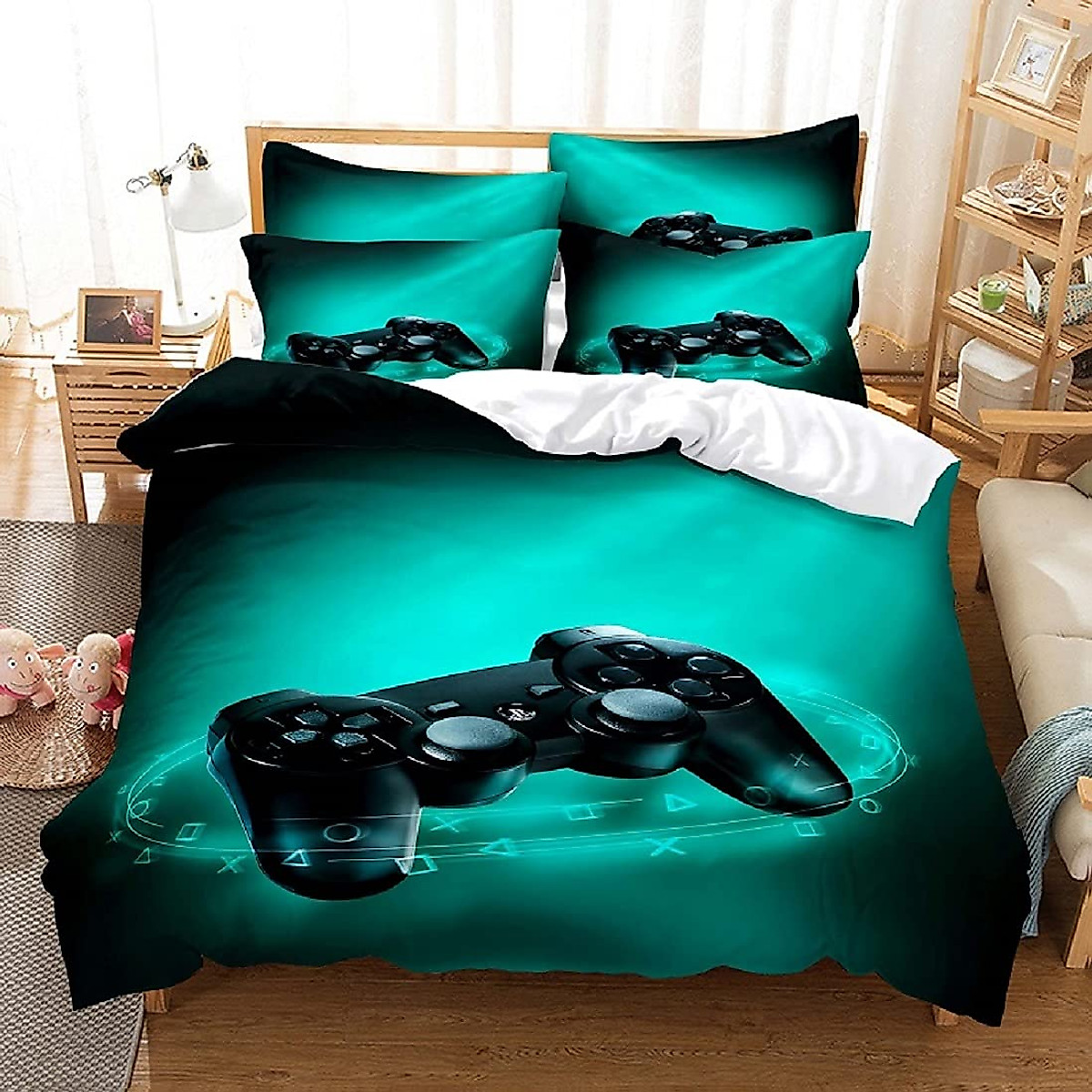 3D Game Joystick Home Textile Duvet Cover Sets for Girl Boy Child Adult 3Pcs-1 Duvet Cover with 2 Pillow Shams (Joystick4, Queen (90'' x 90''))