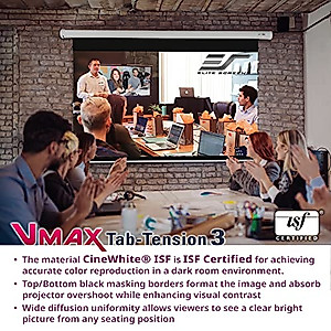 Elite Screens VMAX Tab Tension 3 Series, 110-INCH Electric Motorized Projector Screen CineWhite ISF Material Movie Home Theater, VMAXT110XWH3