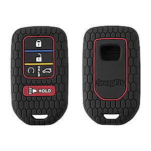 AME 2PCS Deluxe Key Fob Cover for Honda Accord CR-V Civic Pilot (RED Black Combo)