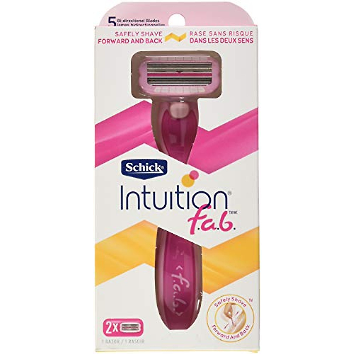 Schick Intuition f.a.b. Razor, Effortless Shaving for Women, 1 Handle and 2 Razor Blade Refills