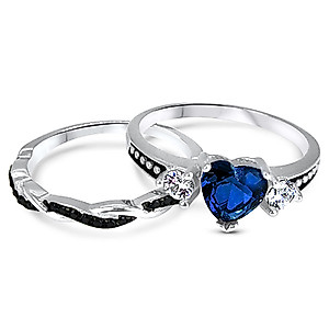 His and Hers Wedding Set TRIO CZ Wedding Ring Set 3 PCS Him Her Bride Groom Couples Rings