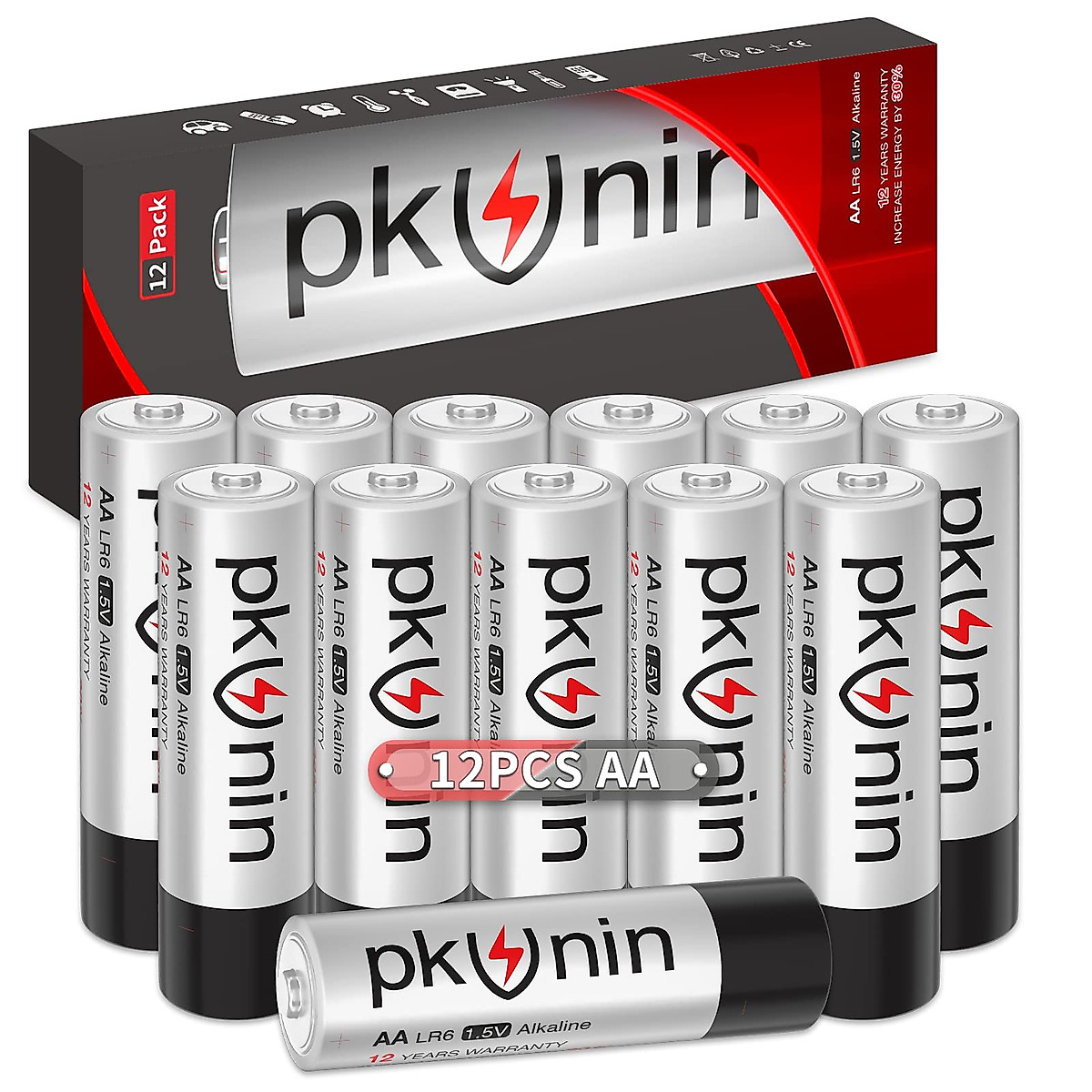 Ocvrszsw AA Batteries 12 Pack LR6 1.5V Alkaline Double A Battery, 12-Year Shelf Life