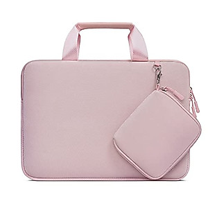 MOSISO Laptop Sleeve Compatible with MacBook Air/Pro, 13-13.3 inch Notebook, Compatible with MacBook Pro 14 inch 2023-2021 A2779 M2 A2442 M1, Neoprene Briefcase Bag with Detachable Small Case, Pink