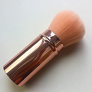 RN BEAUTY Retractable Kabuki Brushes Blush Brush Foundation Powder Brush Face Blender Brush Multi-function Cosmetic Makeup Brush Professional Mineral Blending Buffing Concealer Brush Aluminum Case Portable With Cover (Rose Gold)