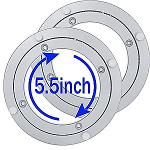 2pcs 5.5inch Aluminium Alloy Lazy Susan Turntable Bearings, Round Rotating Bearing Turntable Base, 360 Degree Rotating Swivel Plate Lazy Susan Hardware for Kitchen Dining Table, 110lbs Capacity