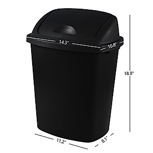 EudokkyNA 4 Pack 25 Liter Swing Top Trash Can, Plastic Kitchen Garbage Can, Black