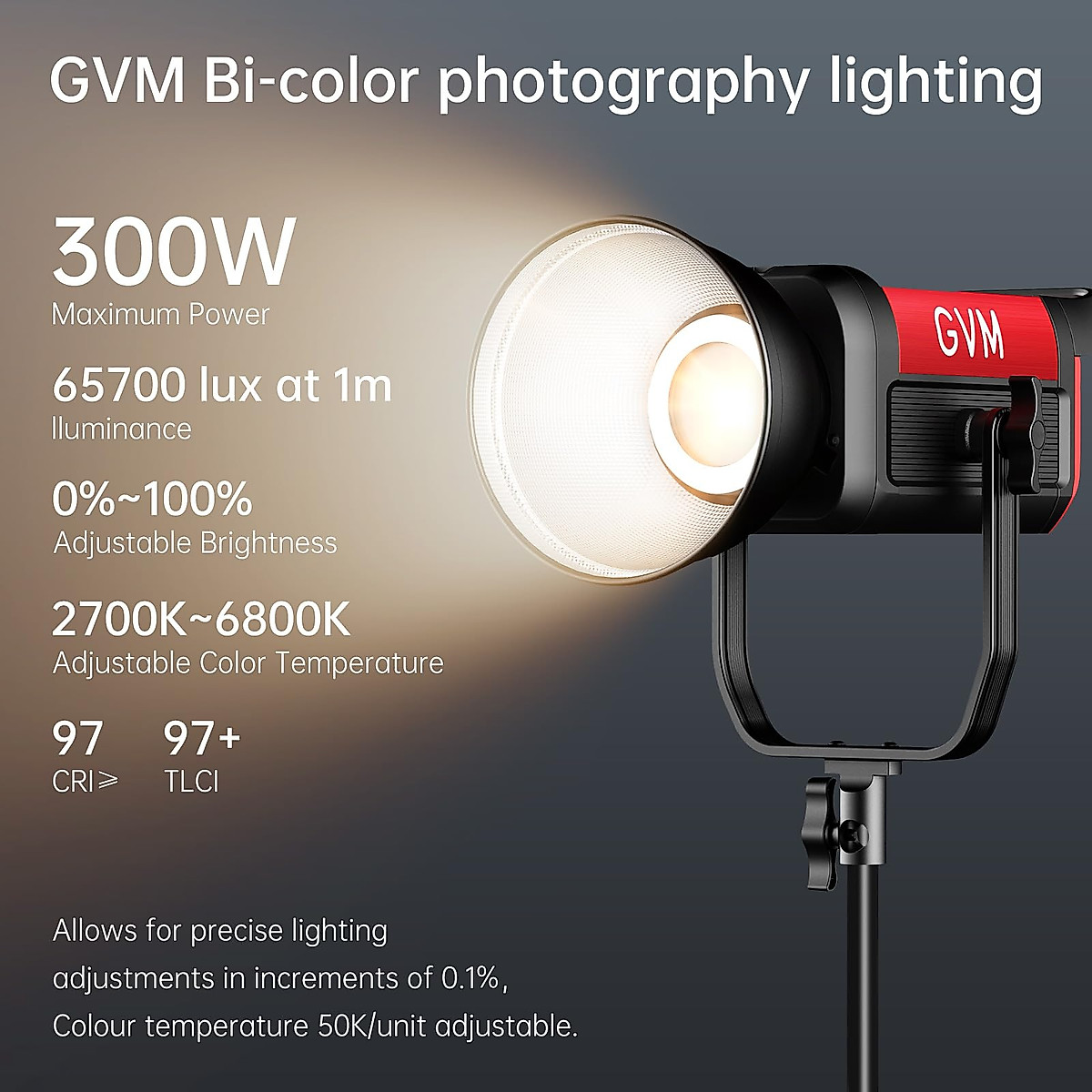GVM Video Lighting 300W Bi-Color Studio Lights kit with Bowens Mount Softbox and Stand CCT 2700K~6800K CRI 97+ Continuous Lighting for Photography