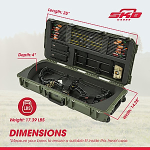 SKB Cases iSeries Utility Crossbow Hard Case Exterior for Bow and Arrow with Wheels, Swivel Handle & Release Latches, Archery Accessories, Green