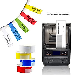 mewmewcat Label,Cable Label Self-Adhesive Thermal Printing Sticker Paper Waterproof Oil-Proof Tear Resistant Label Tape for Cables Wires Jewelry for DP23 Series Thermal Printer Label Maker Machine, 1