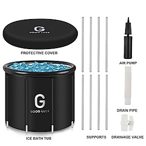 Ice Bath Tub for Athletes, Upgraded Cold Plunge Tub Outdoor, Portable Ice Bath for Cold Water Therapy Training, Ice Cold Therapy Bath, Adult Spa for Ice Baths and Soaking, QEGNOBOK 34" Ice Bathtub