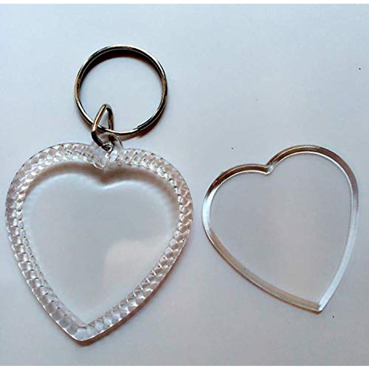 25Pcs 2 Acrylic Photo Keychain Snap-in Keychain Double Sided Blank Custom Frames Heart-Shaped Clear Insert Photo Picture Frame with Keyring Christmas Ornaments Keyring Holder(Embossed Edges)