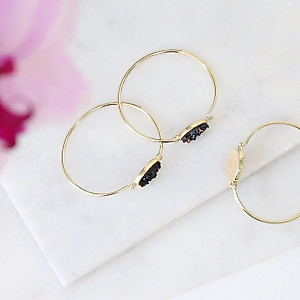 Black and Gold Bracelet for Women - Gold and Black Bracelet for Women, Gold and Black Bracelets for Women, Black Bangles for Women Black Jewelry Gold Tone Simulated Druzy Black Cuff Bracelet for Women