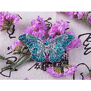 Alilang Empress Monarch Winged Butterfly Swarovski Crystal Rhinestones Brooch Pin , Blue
