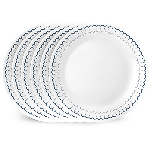 Corelle 6-Piece 10.25" Dinner Round Plates, Vitrelle Triple Layer Glass, Lightweight Round Plates, Large Round Plates, Chip and Scratch Resistant, Microwave and Dishwasher Safe, Caspian