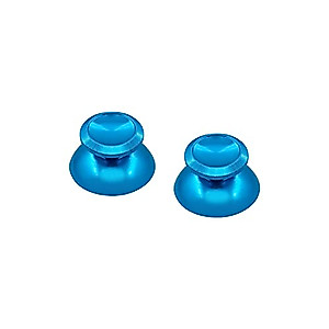 Gam3Gear Thumbsticks Analog Bullet Button Aluminum Custom Metal Replacement Joystick Thumb Sticks Buttons Hats Spare Parts Accessories for Playstation 4 PS4 DualShock 4 Modded Controllers Light Blue