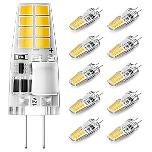 TAIYALOO G4 LED Bulb T3 JC Bi-Pin Base Light Bulbs 3W AC/DC 12V 20W-30W T3 Halogen Bulb Replacement for Under Cabinet Puck Light,Chandeliers,Landscape Lighting,Warm White 3000K,10 Pack