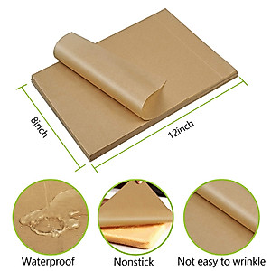 QYH 100 Pcs Parchment Paper Sheets for Baking, 8x12 Inches Unbleached, Precut Parchment Paper for Baking Cookies, Frying, Air Fryer, Cooking, Grilling Rack, Oven