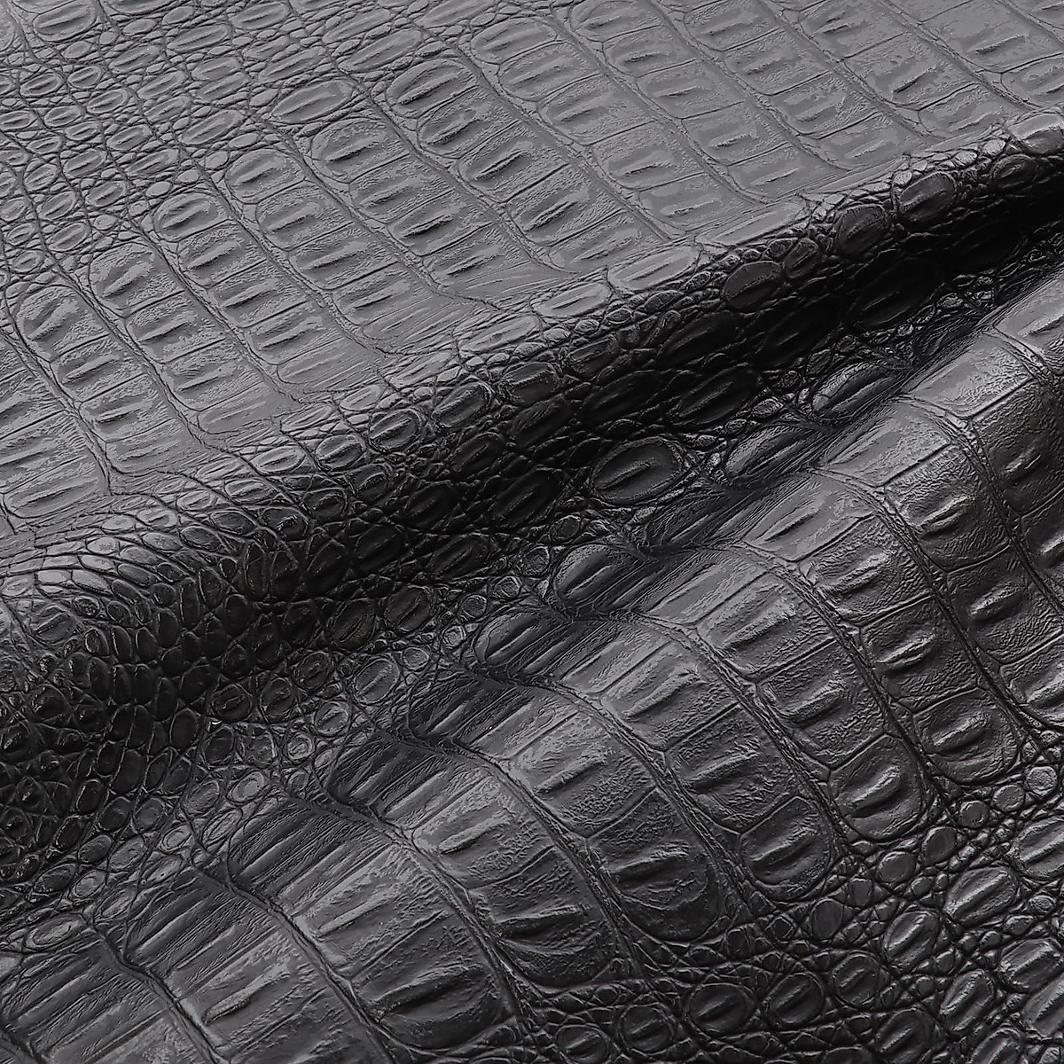 Vinyl Leather Fabric Crocodile Pattern Marine Waterproof Material 36" L×54" W Marine Vinyl Synthetic Leather Sheets 0.5mm Thick for Upholstery Crafts, Automotive/Boat, Cushion, DIY Sewing - Black