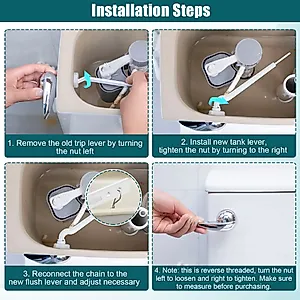 Enhon Universal Toilet Flush Handle Replacement Kit, Compatible with American Standard Toilet Handle Parts Left Hand Trip Lever 738995-0020A Champion4, White Toilet Flusher Handles Repair Kit, 1 Pack