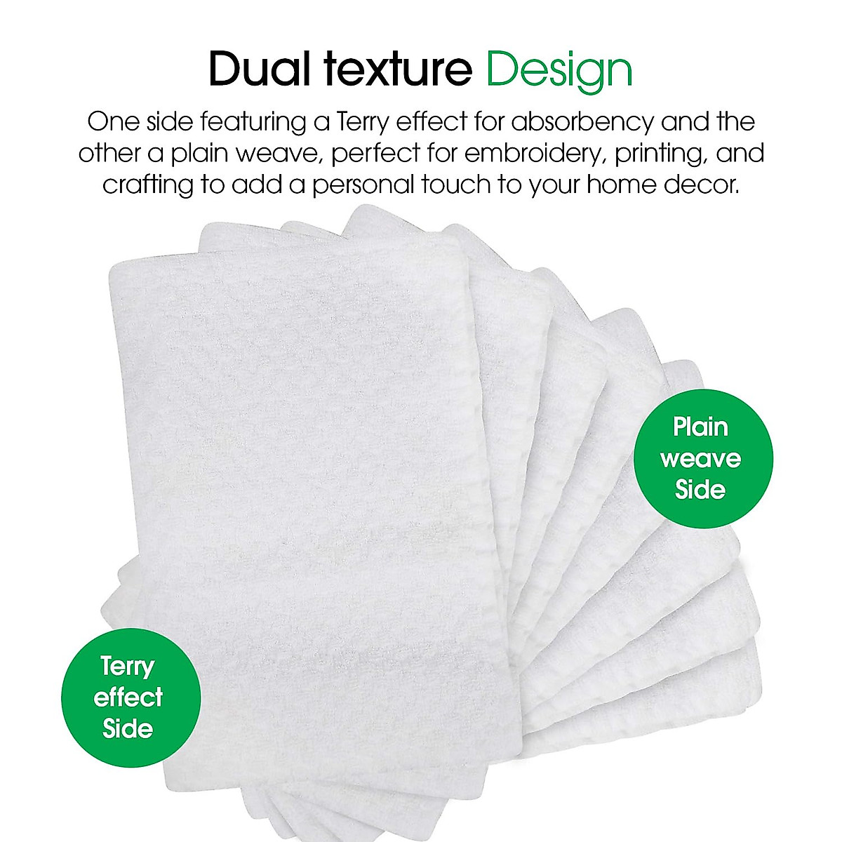 DG Collections Terry Dish Towels, 100% Cotton Kitchen Towels, Set of 8 (15x25 inch) Hand Towels - 400 GSM, Absorbent Terry Cloth Dish Towels for Kitchen, Soft Tea Towels - White Color