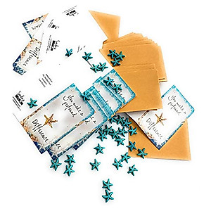 Smiling Wisdom - Bulk 30 Sets - Starfish Story You Make a Difference - Employee Appreciation Mini Greeting Card and Keepsake Gift Sets - 90 Pieces (Starfish - Kraft Envelopes)