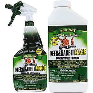 Nature's MACE Deer & Rabbit 40oz Spray & Concentrate/Covers 29,400 Sq. Ft. / Repel Deer from Your Home & Garden/Safe to use Around Children, Plants & Produce/Protect Your Garden Instantly