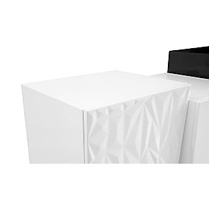 Zuri Furniture 78.7" Wide Modern Verlace Buffet Glossy White Lacquer Black Lacquer Embellishment