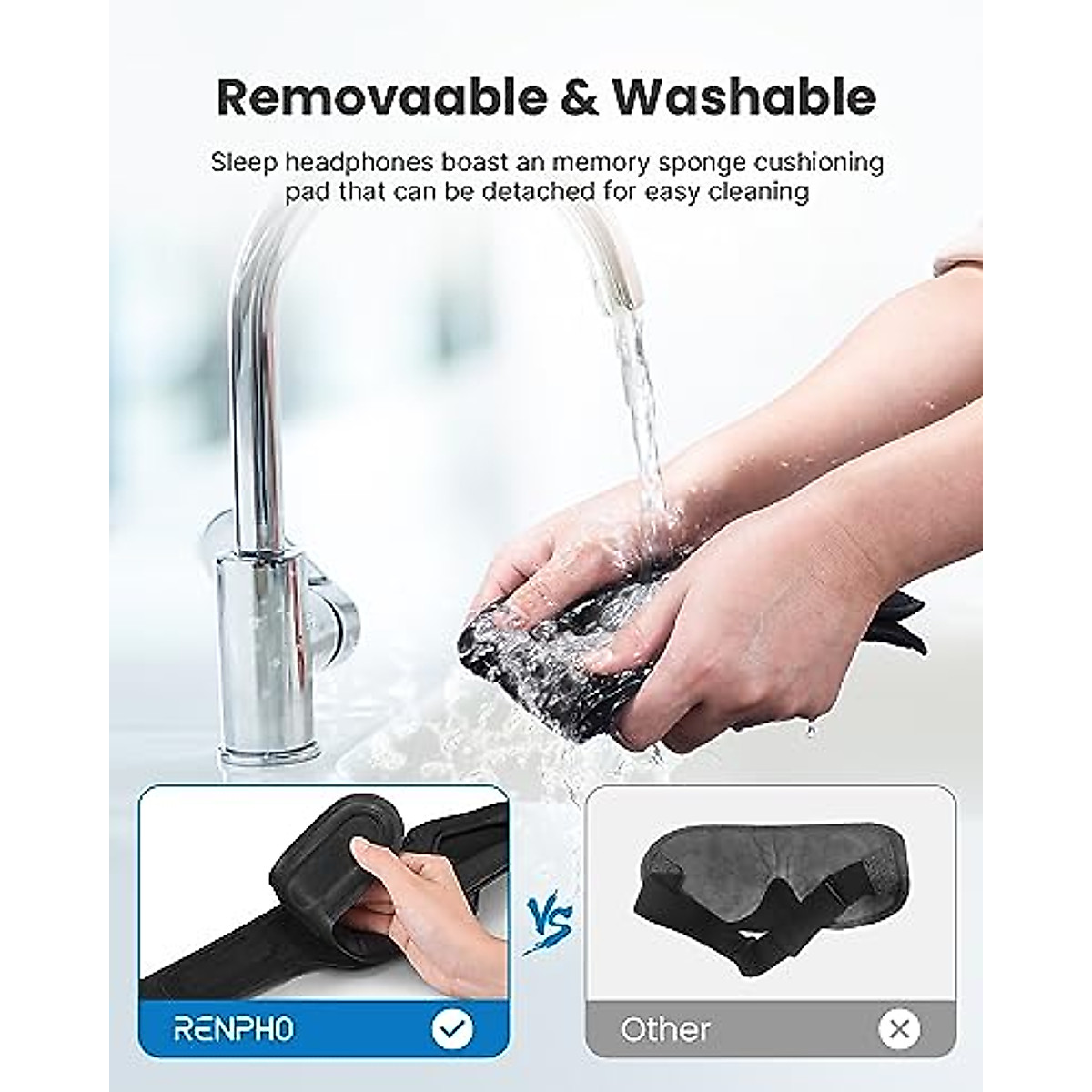 RENPHO Heated Sleep Mask with Bluetooth Headphone,Aromatherapy 3D Wireless Eye Mask for Side Sleeper, Warm Eye Compress Mask, Relaxation & Meditation Gifts for Men/Women