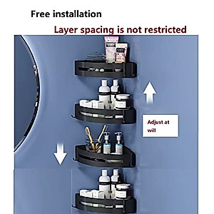 Hyuxinmy Bath Corner Shower Shelves Adhesive Caddy, Adhesive Bathroom Shelf Wall Mounted, No Drilling Kitchen Racks Shower Organizer Basket, Storage for Bathroom Kitchen (4black)