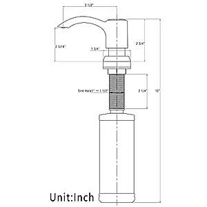 GAGALIFE Kitchen Sink Soap Dispenser with Large Bottle (Brushed Nickel), Built in Sink Soap Dispenser Refill from Top