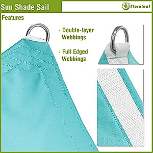 FLORALEAF Sun Shade Sail 16'x16'x16' Equilateral Triangle Terylene UV Block Waterproof Canopy Awning for Patio Backyard Lawn Garden Outdoor Activities, Turquoise