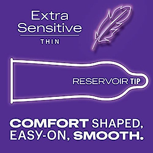 Durex Condom Extra Sensitive Natural Latex Condoms, 24 Count - Ultra Fine & Extra Lubricated, Regular Fit, FSA HSA Eligible