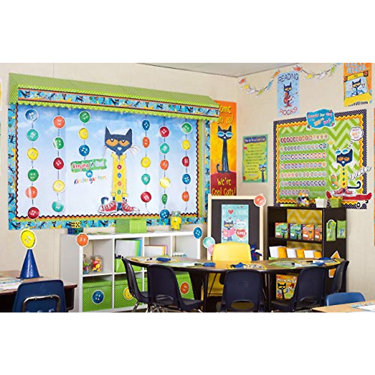 Edupress Pete The Cat Keeping it Cool in Bulletin Board Set (EP63922) & Pete The Cat Groovy Shoes Accents, Pack of 36 (EP63233)
