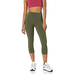 Amazon Essentials Women's Active Sculpt Workout Athleisure High Rise Capri Leggings (Available in Plus Size), Olive, Medium
