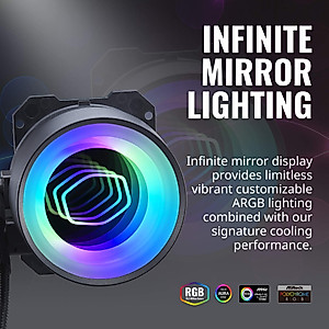 Cooler Master MasterLiquid ML360 Mirror ARGB Close-Loop AIO CPU Liquid Cooler, Mirror ARGB Pump, 360 Radiator, Triple SickleFlow 120mm, 3rd Gen Dual Chamber Pump for AMD Ryzen/Intel LGA1200/1151