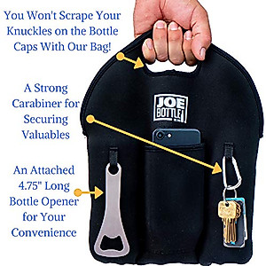 Joe Bottle 6 Pack Beer Bottle Carrier Bag | Six Pack Beer Tote with Bottle Opener | Insulated Beer Bottle Cooler | Craft Beer Gift | Protective Neoprene Beer Holder