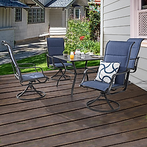 PatioFestival Patio Dining Set 5 Pieces Metal Frame Outdoor Furniture Sets Outside Swivel Rocker Chairs Suqare Table with All Weather Frame (Blue)