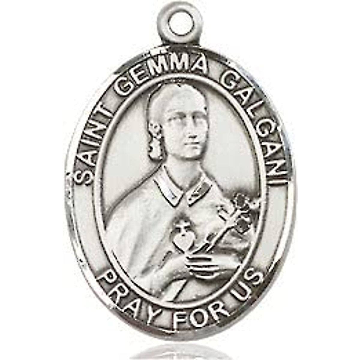 Extel Medium Oval Sterling Silver St. Gemma Galgani Medal, Made in USA