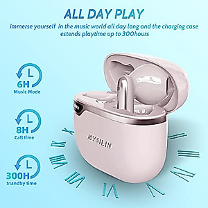 JOYSILIN - True Wireless Earbuds - in-Ear Bluetooth Headphones - Built-in Microphone and Wireless Charging case - 36-Hour Loop - Sports Waterproof - Grey