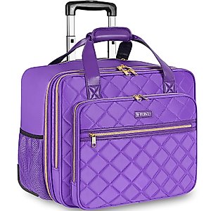 Ytonet Rolling Briefcase for Women, 17.3 Inch Large Rolling Laptop Bag with Wheels, Water Resistant Stylish Overnight Computer Bag for Work Travel College Business Wife Mom Teacher, Purple