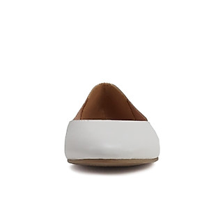 Soda Kreme Comfortable Basic Shoes Women Ballet Flat Round Toe Gel Insole (6.5, White Pu*, Numeric_6_Point_5)