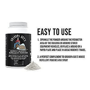 Grandpa Gus's Potent Rodent Repellent Powder Concentrate, Deters Rodents/Mice/Rats from Farm/Home/Garden/RV/Boat/Car/Garage & Chewing on Wires, 24 oz