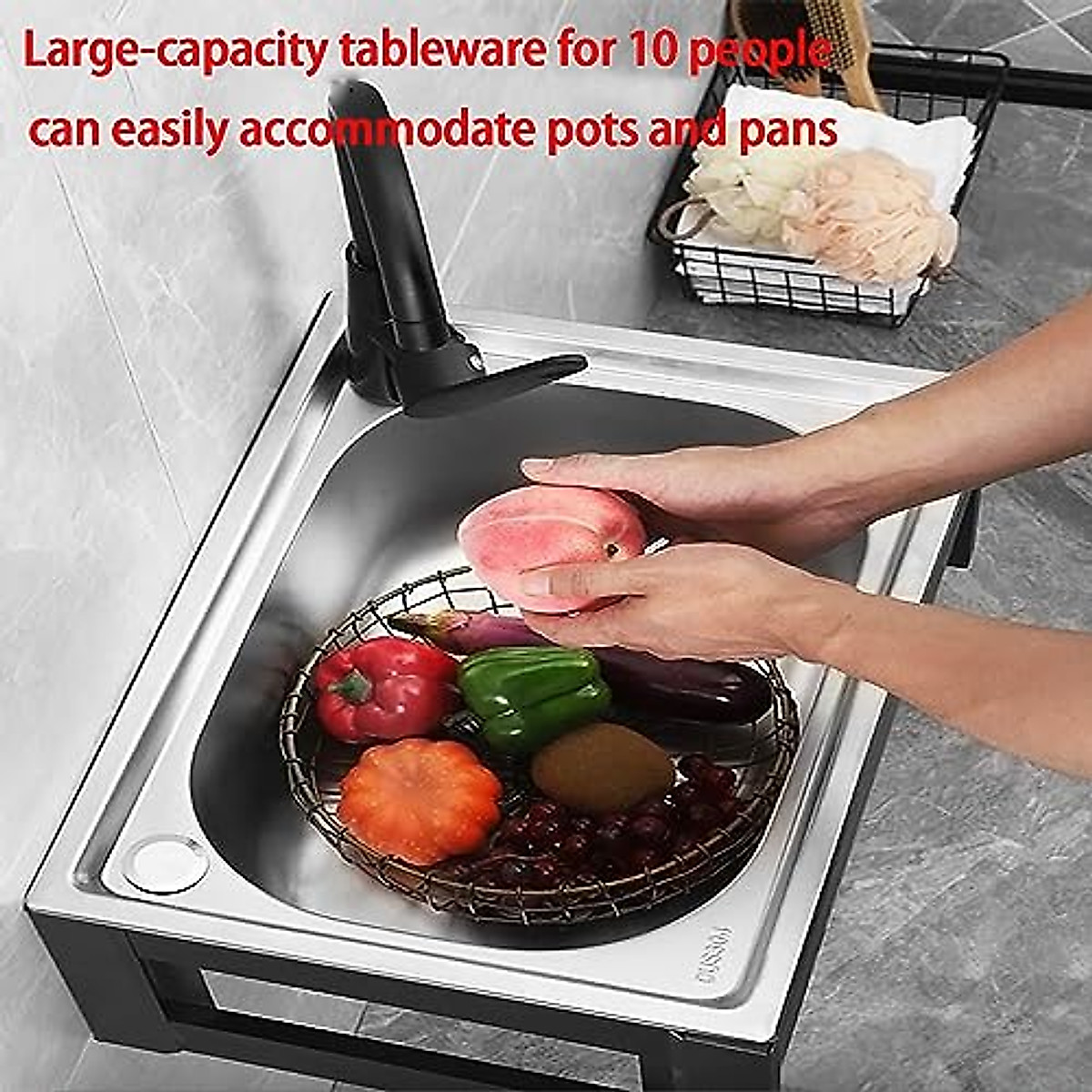 Wall Mount Utility Sink,stainless Steel Kitchen Sink,utility Sink Single Bowl,hot And Cold Faucet,aluminum Bracket,suitable For Small Space Kitchens,restaurants,garages,outdoor Places ( Size : 53*38cn