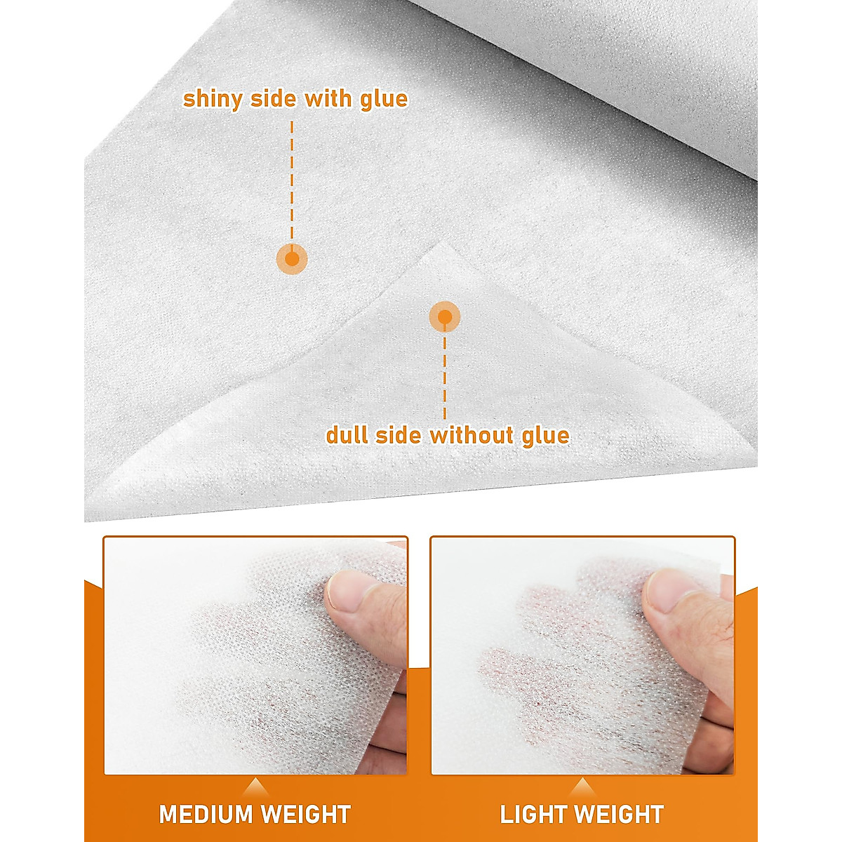 PLANTIONAL Medium Weight White Iron-On Non-Woven Fusible Interfacing: 11.6" x 30yd Medium Weight Non-Woven Interfacing Iron On Polyester Single-Sided Interfacing for DIY Crafts Supplies