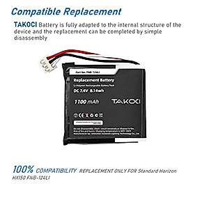 TAKOCI Replacement Battery for Standard Horizon HX150 FNB-124LI 1100mAh/7.4V