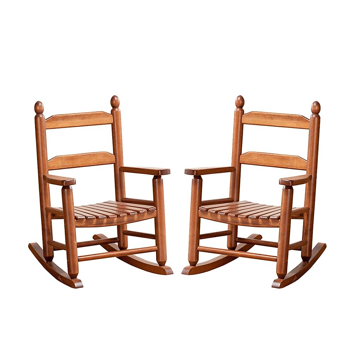 BplusZ Kids Toddler Rocking Chairs Set of 2 Wooden Child Small Rockers Furniture for Patio Porch Balcony Outdoor and Indoor, Suitable for Baby Ages 3-6, Brown