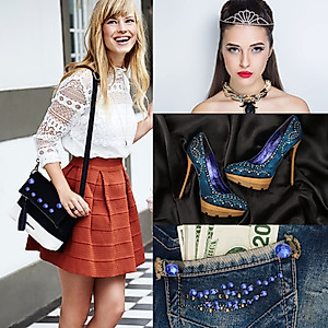 Jollin Hot Fix Crystal Flatback Rhinestones Glass Diamantes Gems 6.4mm(30ss 288pcs, Sapphire)