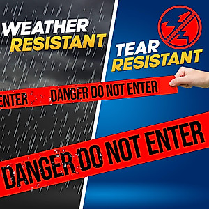 Danger Do Not Enter Tape 2 Pack 3 inch X 1000 feet • Sharp Red with a Bold Black Print for High Visibility • Tear Resistant Design